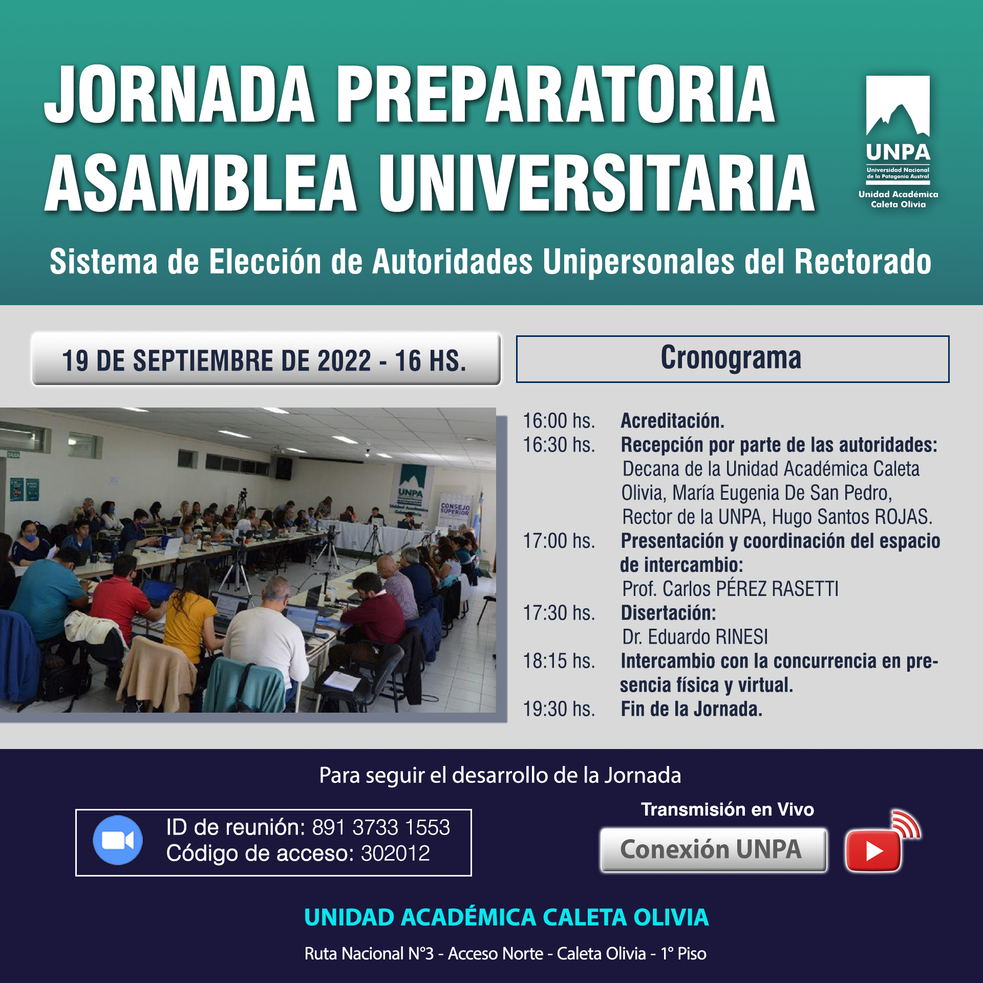 Caleta Olivia será sede presencial de la Jornada Preparatoria para la Asamblea Universitaria ...
